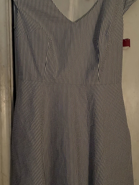 Merona | Dresses | Merona Navy And White Verticalstripe Midi Dress ...